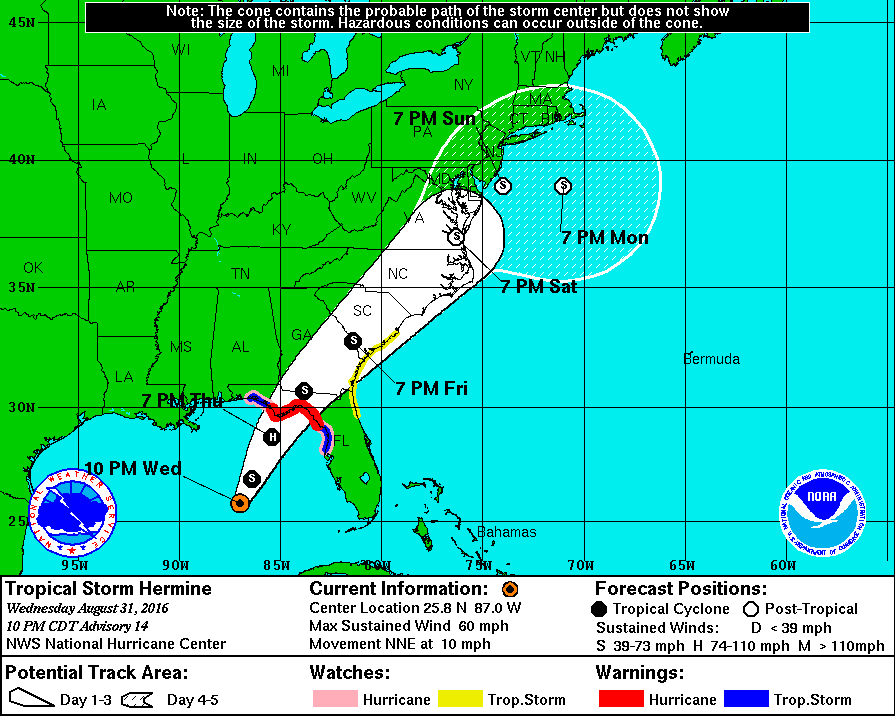 Tropical Storm Hermine Forecast Puts Virginia, Maryland in Potential ...